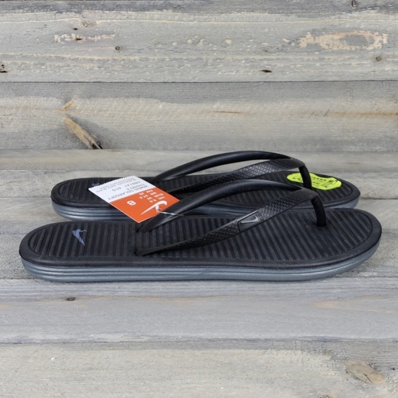 Nike | Shoes | Womens Nike Solarsoft Thong Sandal Black Gray | Poshmark